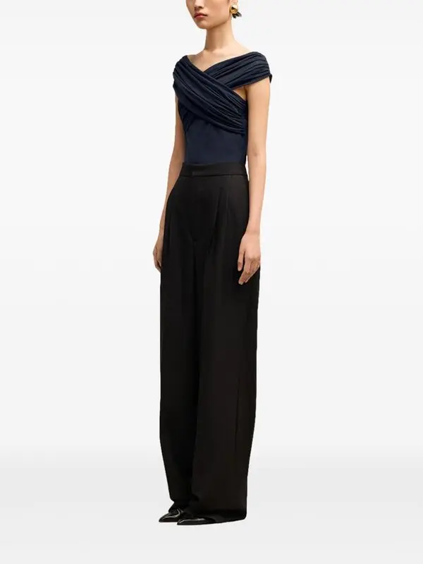 Ami Draped-design Cotton-blend Top - Blue