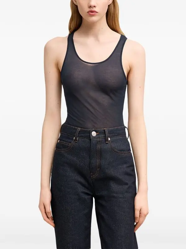 AMI Paris Logo-embroidered Cotton-blend Top - Blue