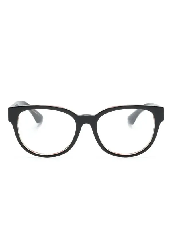 Burberry Checked Oval-frame Glasses - Black