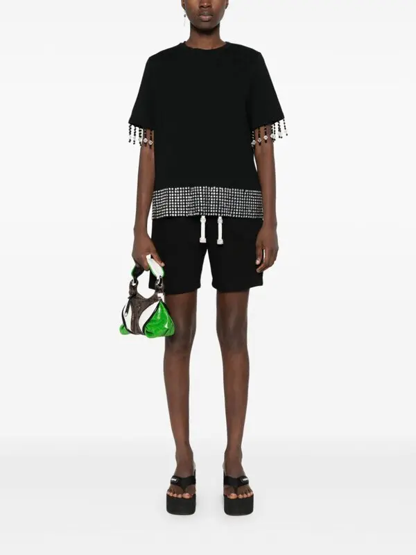 LOULOU Crystal-embellished Track Shorts