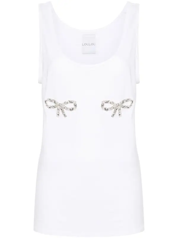 LOULOU Crystal-embellished Bow Tank Top