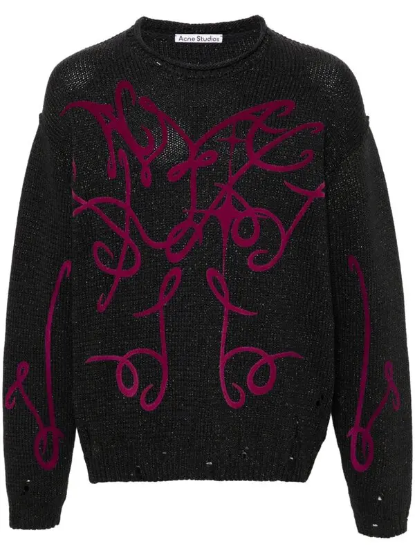 Acne Studios Flocked-logo Distressed Jumper