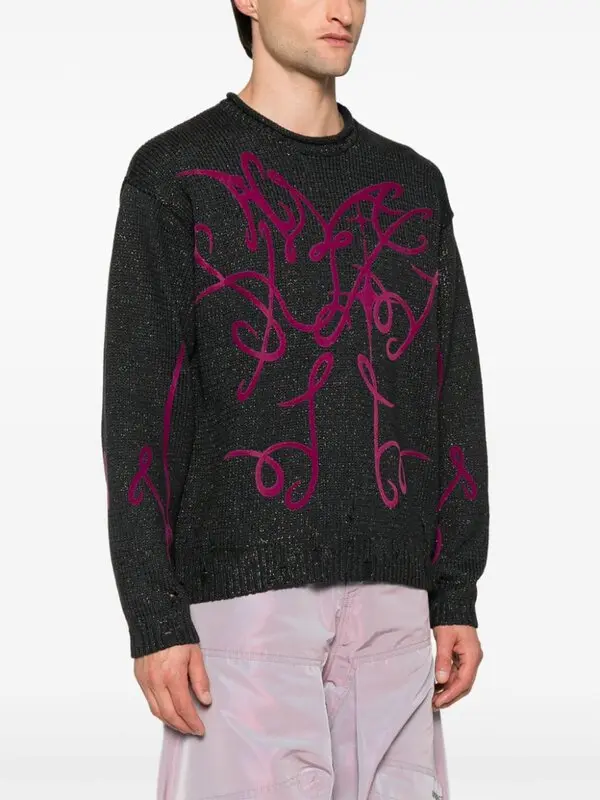 Acne Studios Flocked-logo Distressed Jumper