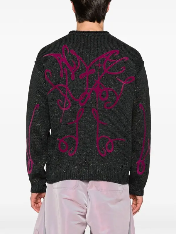 Acne Studios Flocked-logo Distressed Jumper