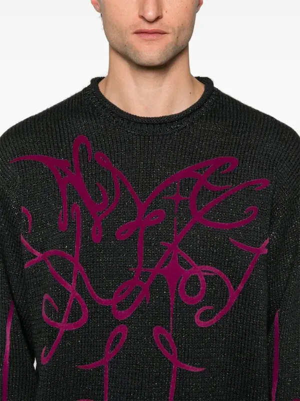 Acne Studios Flocked-logo Distressed Jumper