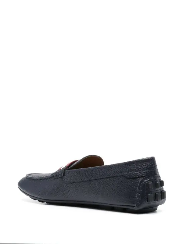 Bally Striped Leather Loafers In Blue - 57% Off | Editorialist display picture 3