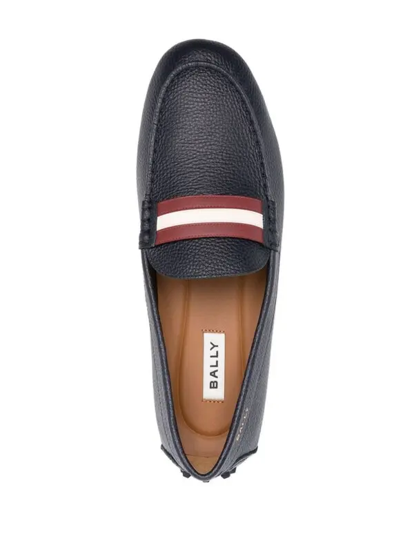 Bally Striped Leather Loafers - Blue - 25% Off | Editorialist