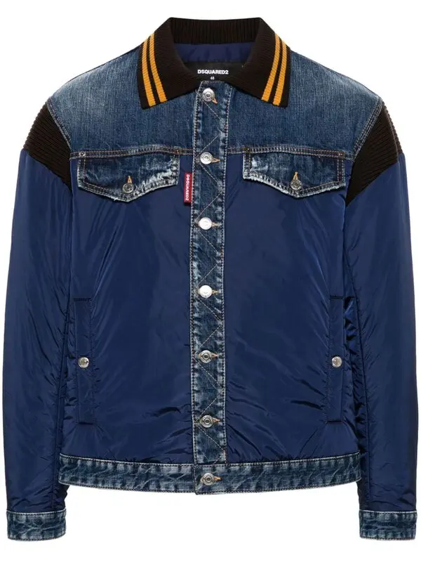 Dsquared2 Panelled Denim Bomber Jacket - Blue