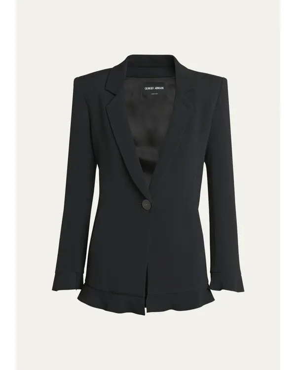 Giorgio Armani Cady Blazer Jacket With Ruffle Underlay
