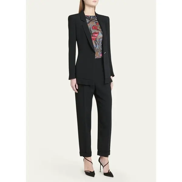 Giorgio Armani Cady Blazer Jacket With Ruffle Underlay