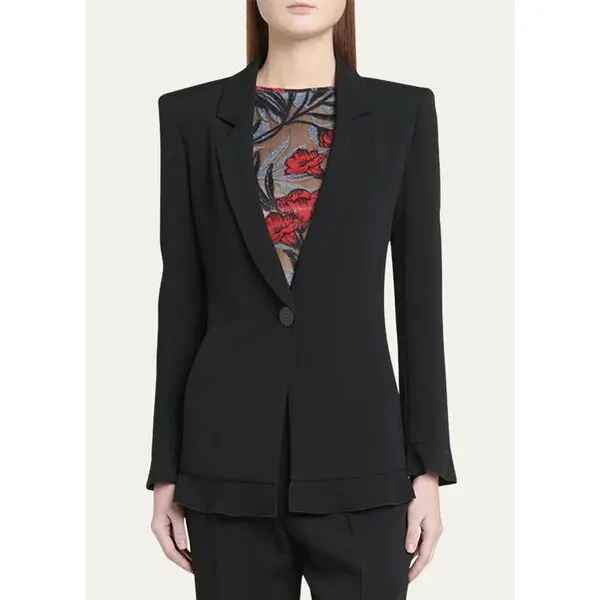Giorgio Armani Cady Blazer Jacket With Ruffle Underlay