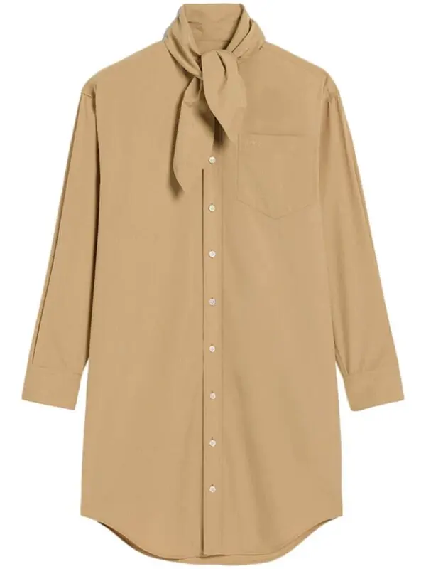 AMI Paris Scarf-collar Cotton Shirt Dress
