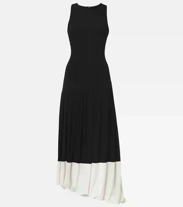 Victoria Beckham Colorblocked Jersey Midi Dress - Black