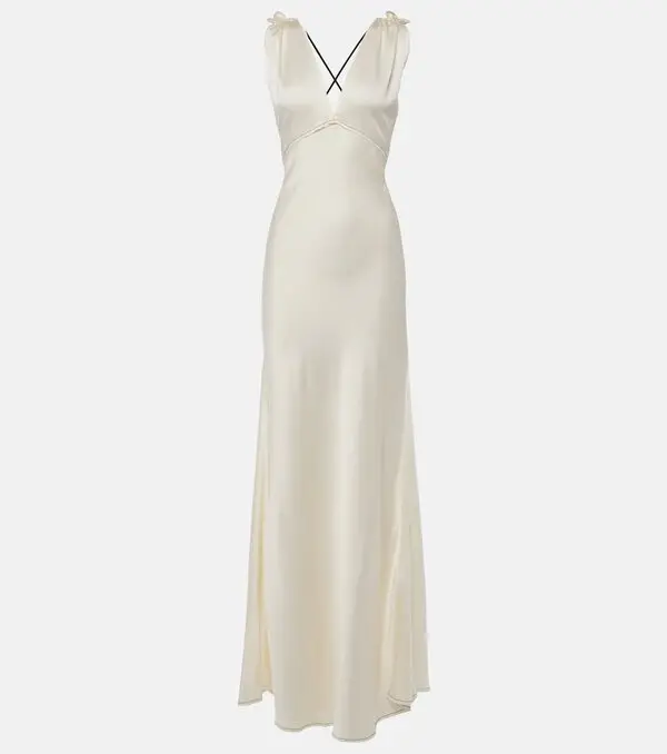 Victoria Beckham Gathered Open-back Gown - White