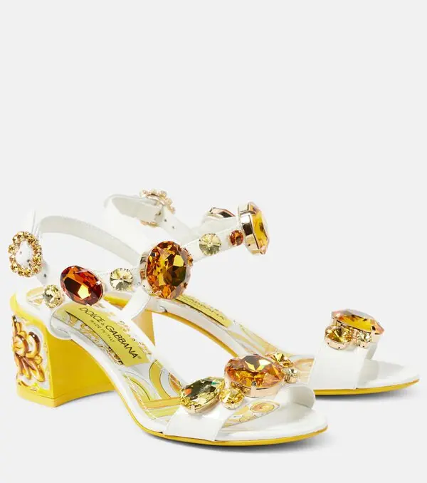 Dolce & Gabbana Keira Embellished Leather Sandals - Multicoloured
