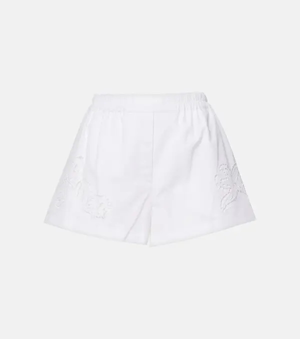 Versace Sangallo Embroidered Cotton Poplin Shorts - White