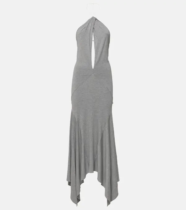 Attico Halterneck Maxi Dress - Grey