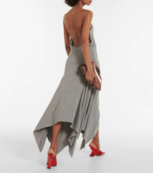 Attico Halterneck Maxi Dress - Grey