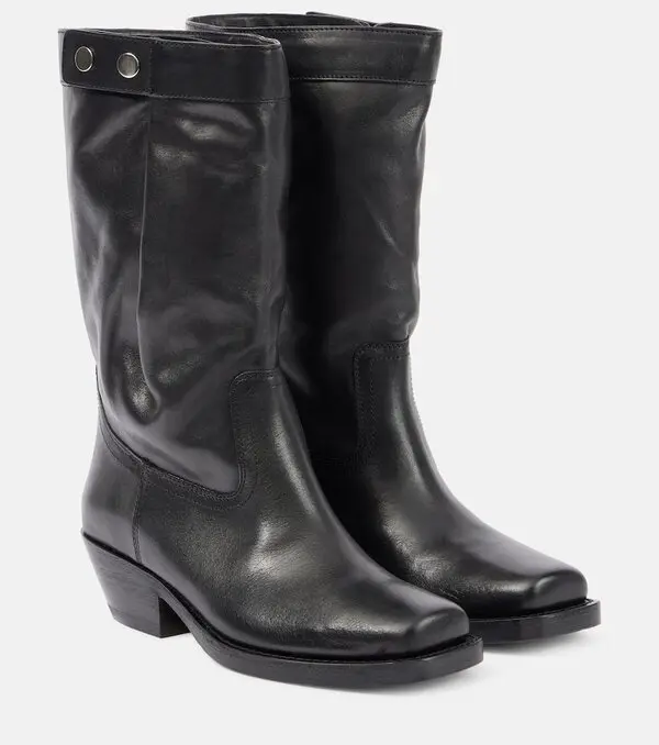 Isabel Marant Étoile Ademe Leather Cowboy Boots - Black