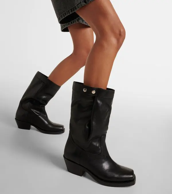 Isabel Marant Étoile Ademe Leather Cowboy Boots - Black