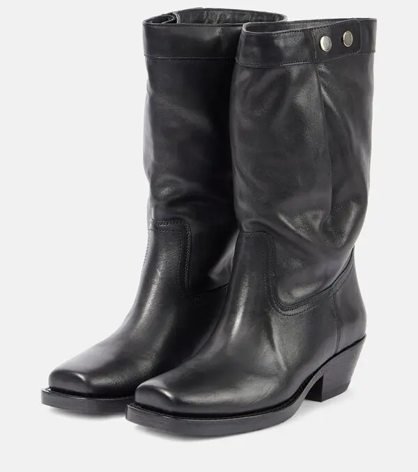 Isabel Marant Étoile Ademe Leather Cowboy Boots - Black