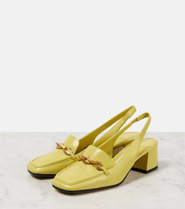 JIMMY CHOO Diamond Tilda 45 Leather Slingback Pumps - Yellow