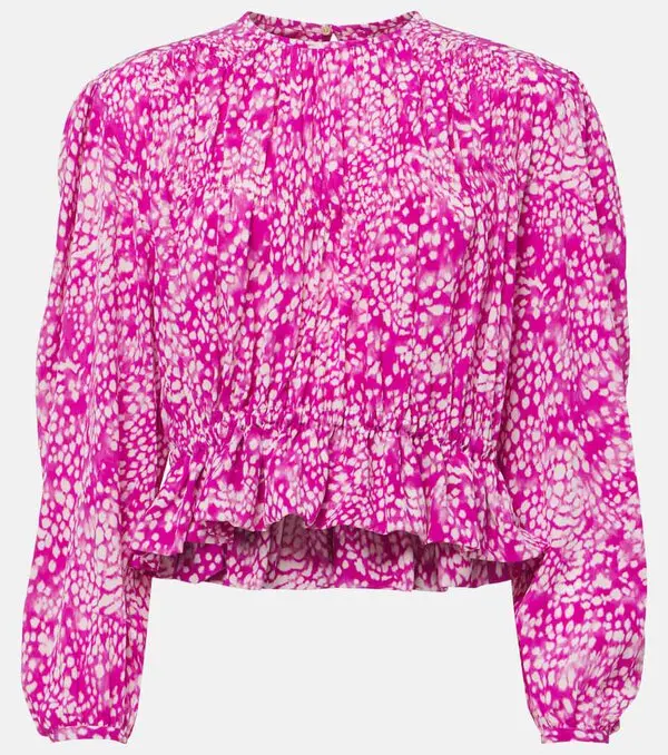 Isabel Marant Gelina Printed Silk-blend Top - Multicoloured