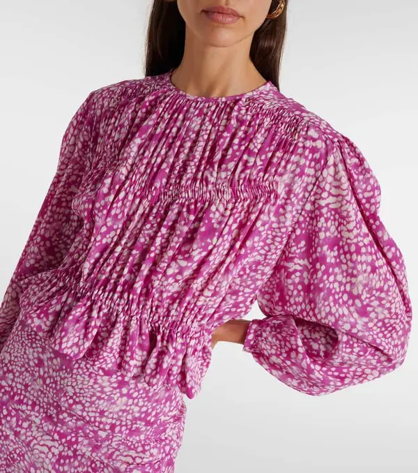 Isabel Marant Gelina Printed Silk-blend Top