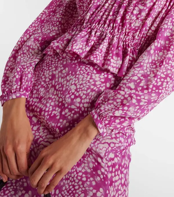 Isabel Marant Gelina Printed Silk-blend Top