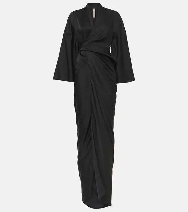 Rick Owens Satin Wrap Gown - Black