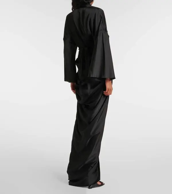 Rick Owens Satin Wrap Gown - Black