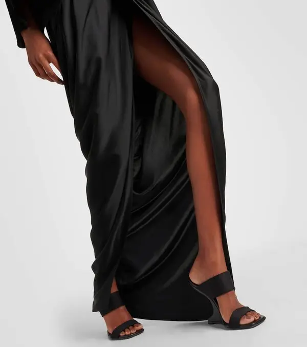 Rick Owens Satin Wrap Gown - Black