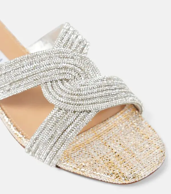 AQUAZZURA Gatsby Embellished Slides - Silver
