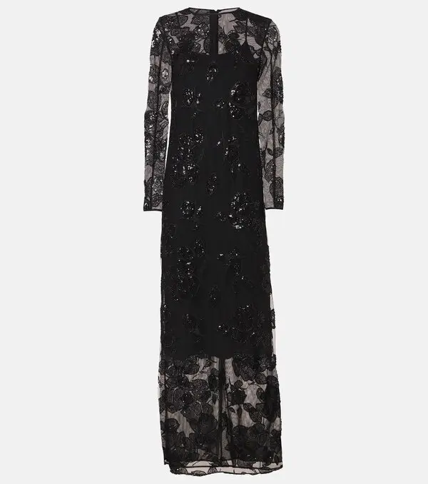 Remain Birger Christensen Embellished Mesh Maxi Dress