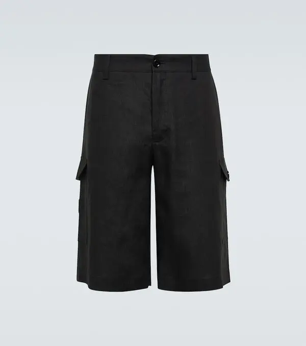 Dolce & Gabbana Linen Cargo Shorts - Black
