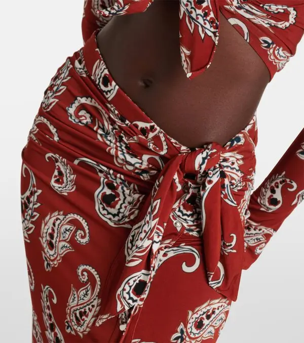 Rabanne Paisley Jersey Maxi Skirt - Red