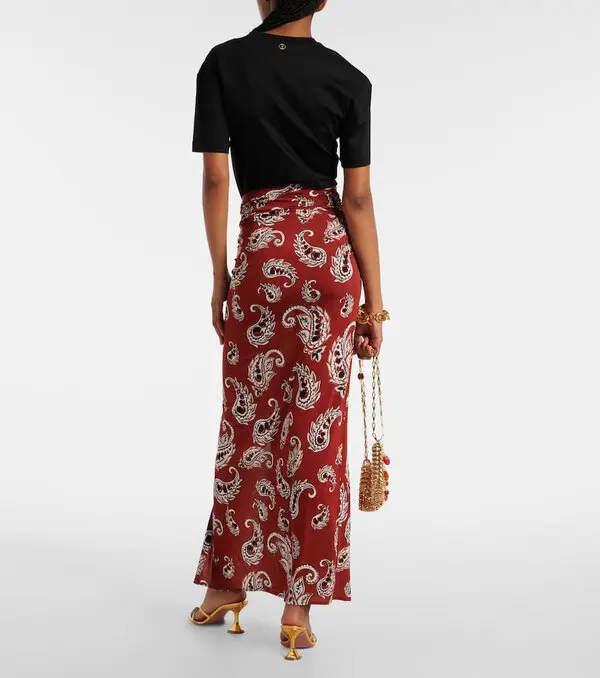 Rabanne Paisley Jersey Maxi Skirt - Red