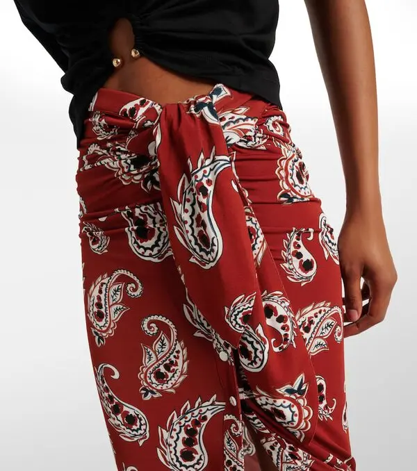 Rabanne Paisley Jersey Maxi Skirt - Red