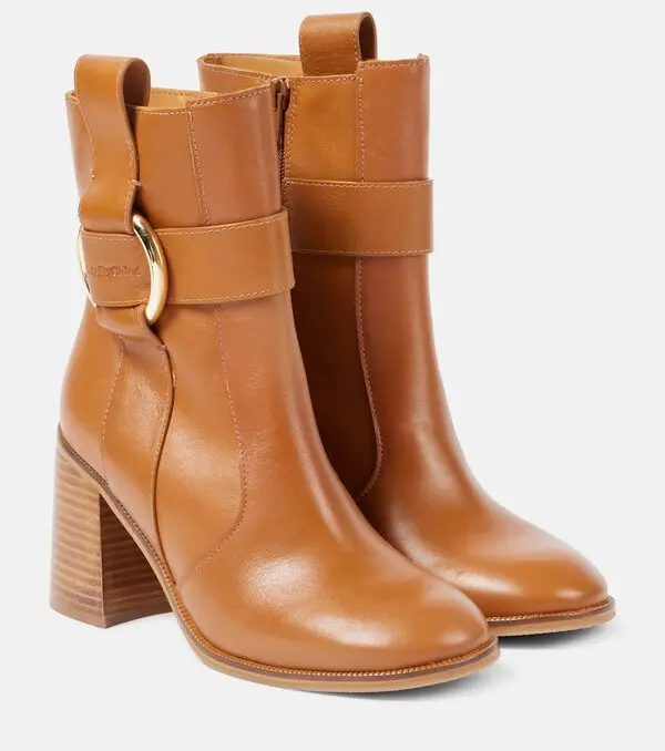 See By Chloé Ring 80 Leather Ankle Boots - Brown