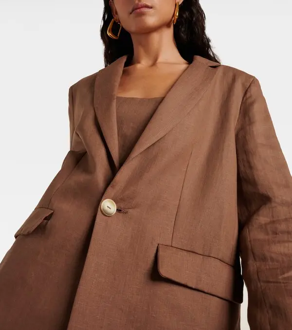 Asceno Azores Linen Blazer - Brown