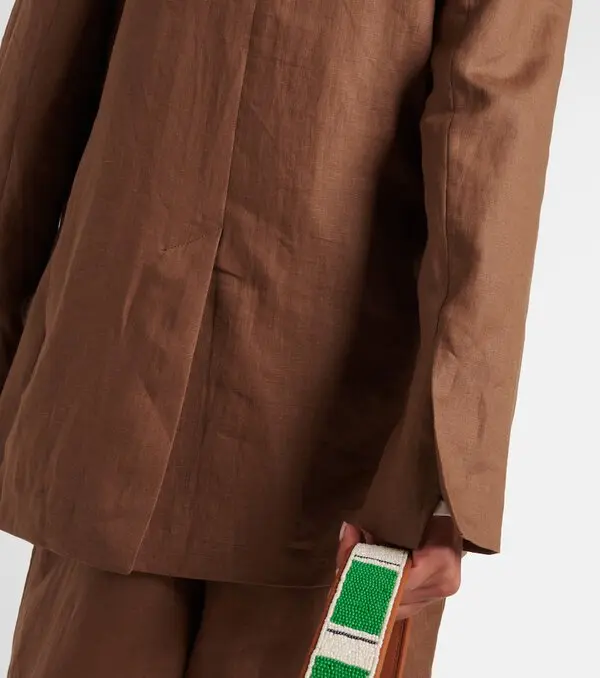Asceno Azores Linen Blazer - Brown