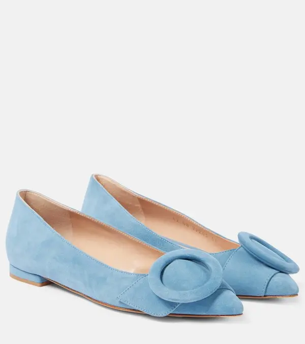 GIANVITO ROSSI Venezia Suede Ballet Flats - Blue