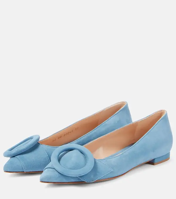 GIANVITO ROSSI Venezia Suede Ballet Flats - Blue