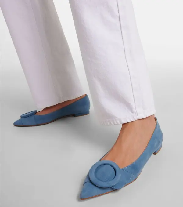 GIANVITO ROSSI Venezia Suede Ballet Flats - Blue