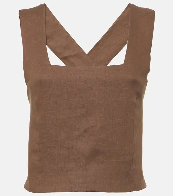 Asceno Cozumel Linen Tank Top - Brown