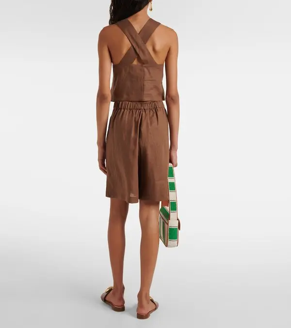 Asceno Cozumel Linen Tank Top - Brown