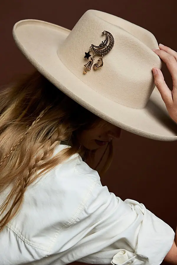 Free People Aubrey Pencil Brim Felt Hat by Wyeth in color Oatmeal Amelia in Oatmeal main image 3