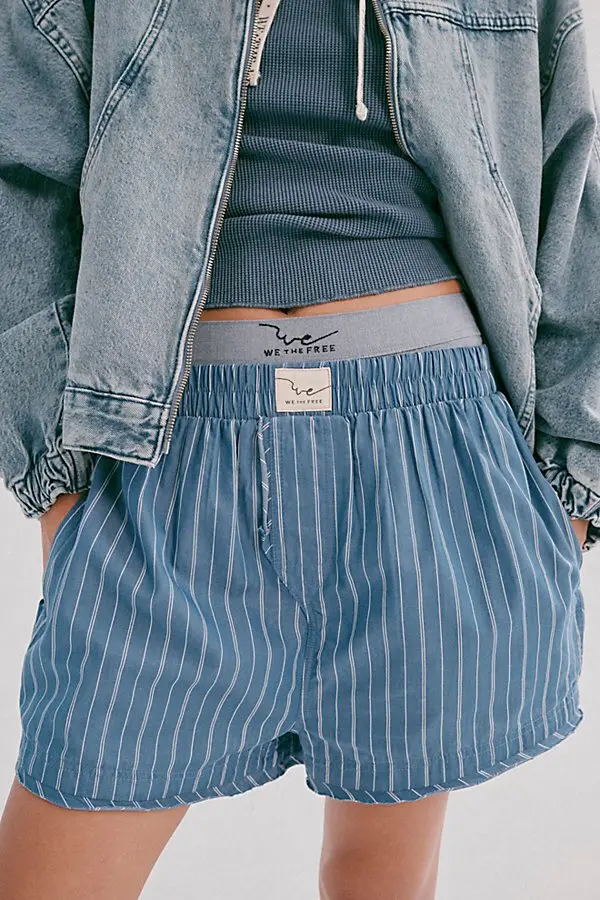 Free People We The Free Day To Day Striped Boxers - Navy Combo