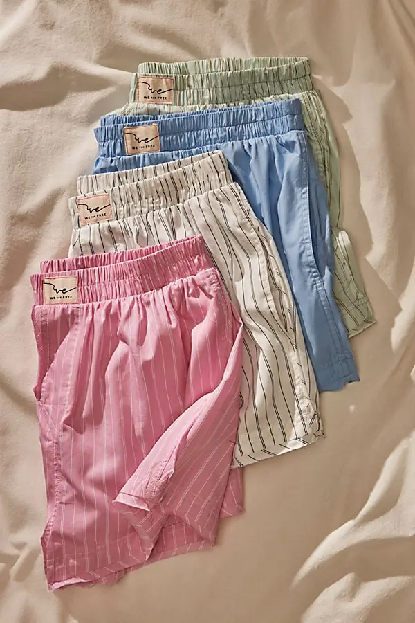Free People We The Free Day To Day Striped Boxers - Pink Combo