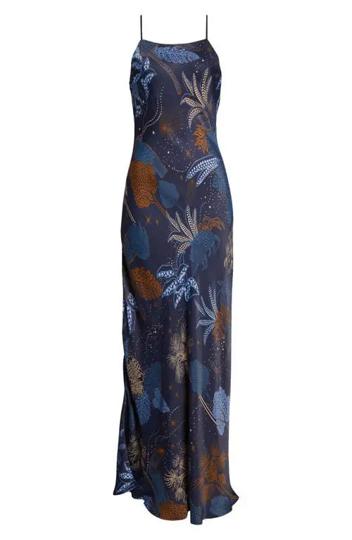 navy blue night jungle slip dress Navy Blue Night Jungle Slip Dress  FARM Rio